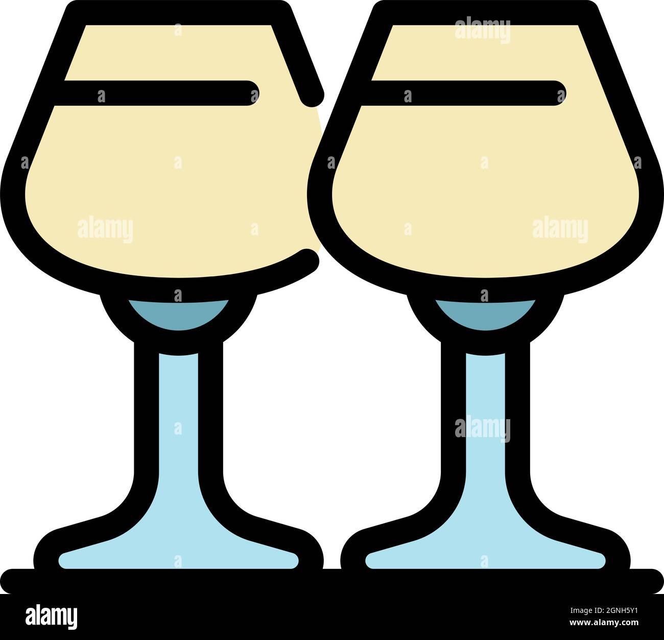 Two glasses icon. Outline two glasses vector icon color flat isolated ...