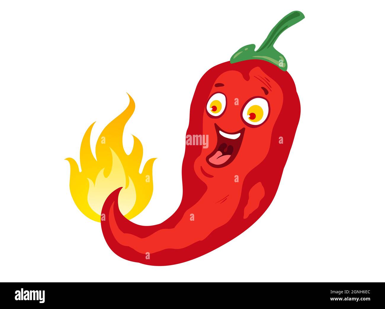 Vector illustration of a spicy chili pepper with flame. Cartoon red ...