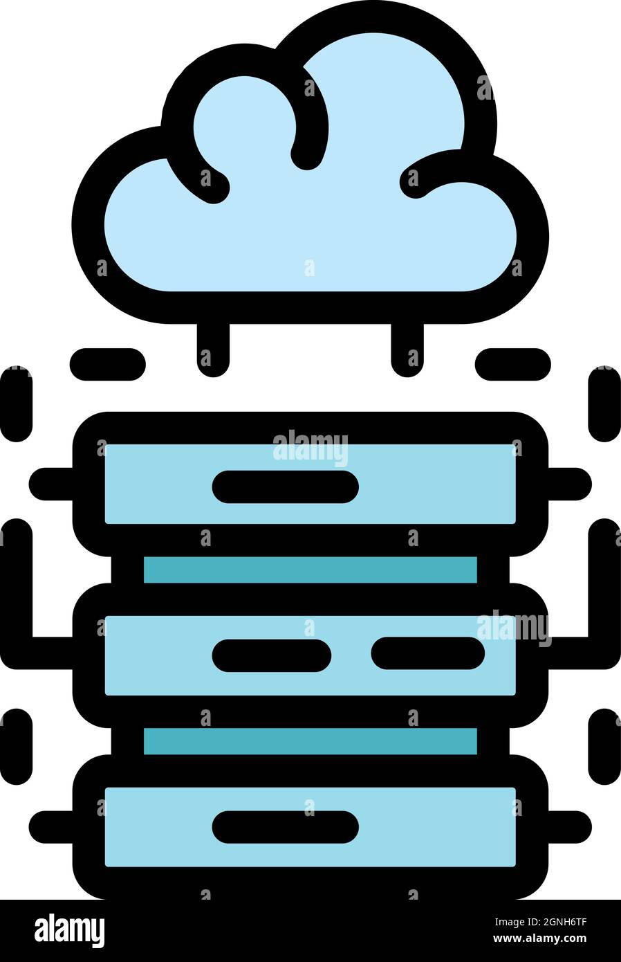 Server data cloud icon. Outline server data cloud vector icon color flat isolated Stock Vector ...