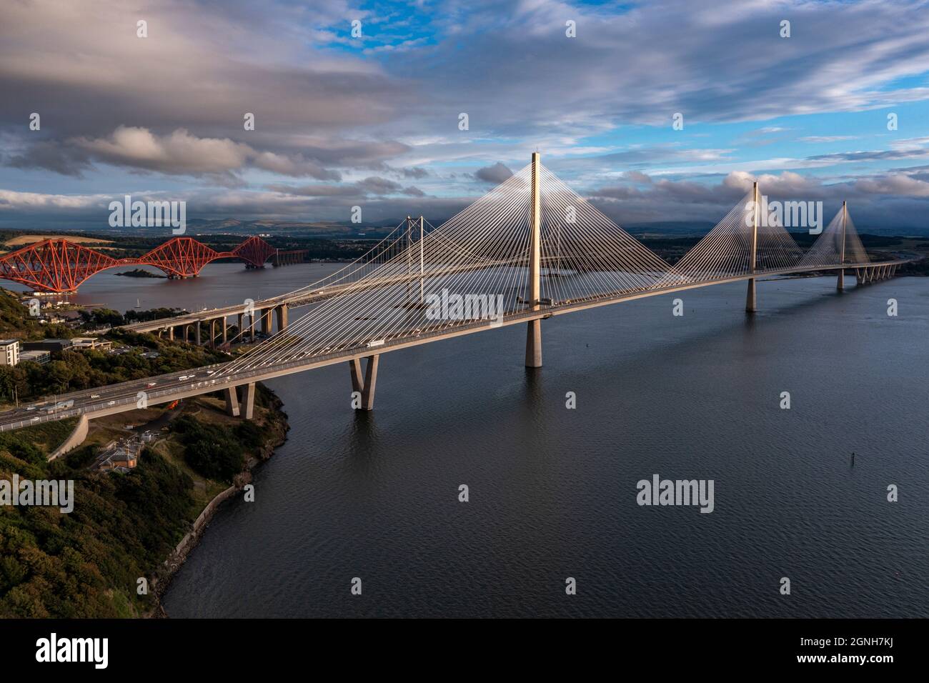 Aerial view of all three forth bridges hi-res stock photography and ...