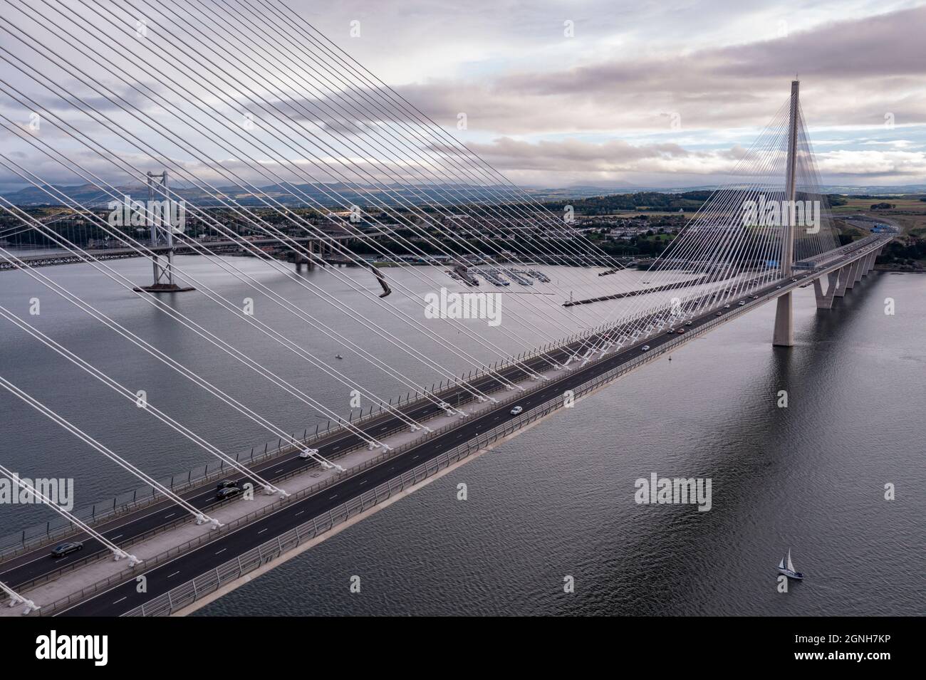 Aerial view of all three forth bridges hi-res stock photography and ...