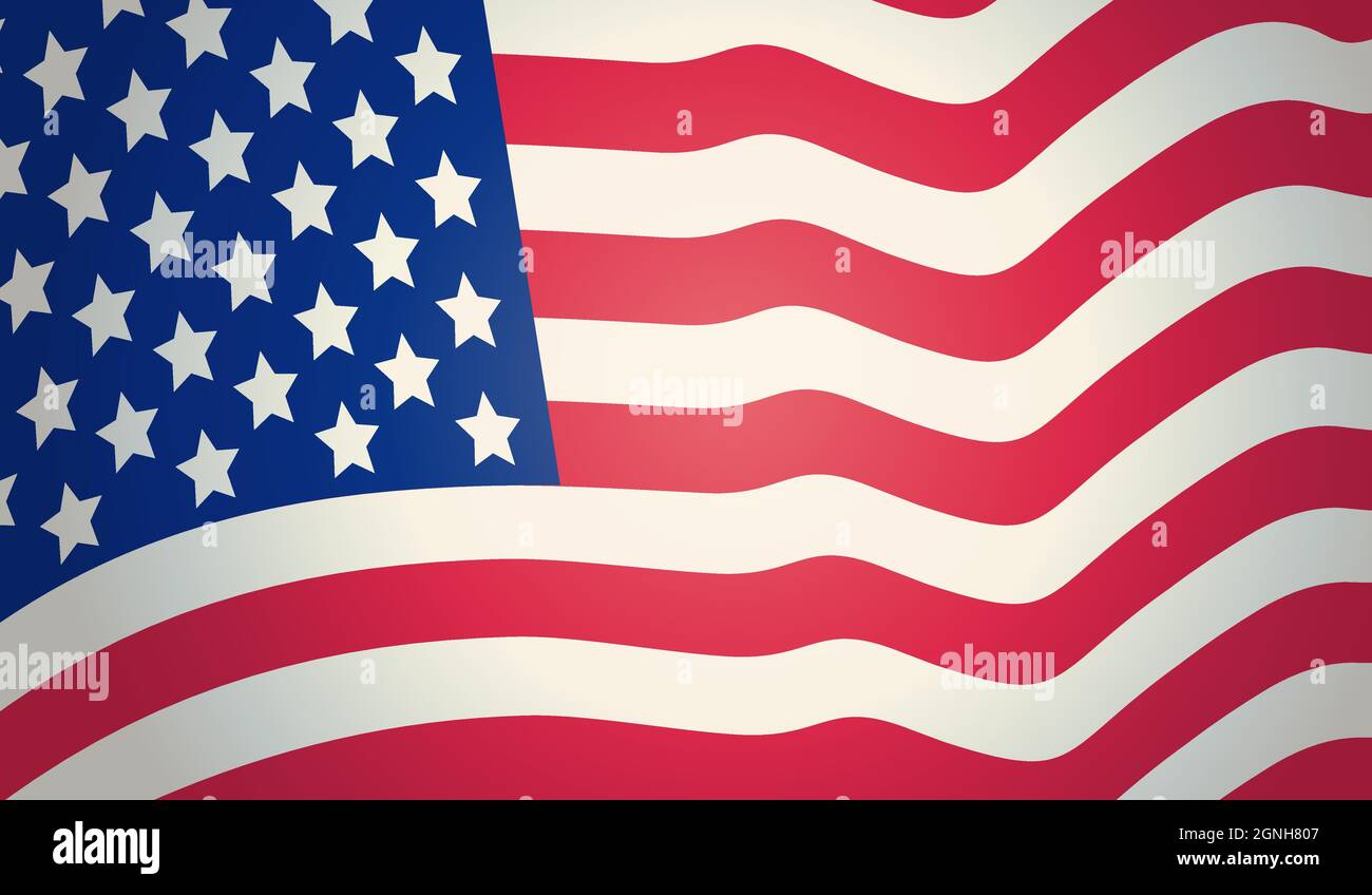 Vector Closeup American flag. Macro vintage of rippled American flag ...