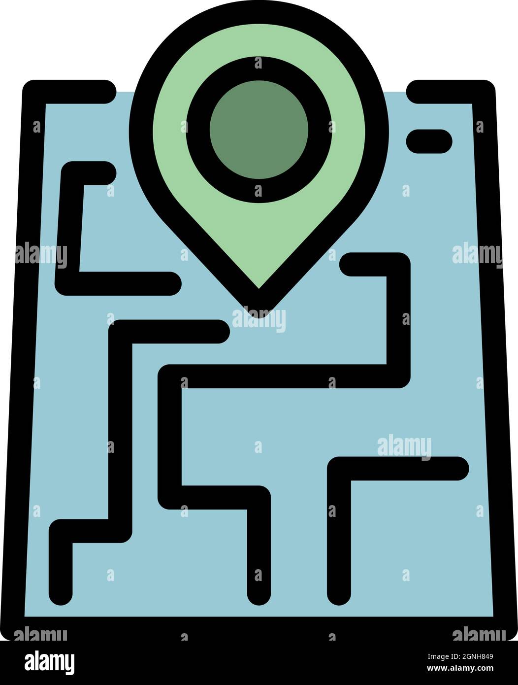 Online gps map icon. Outline online gps map vector icon color flat ...