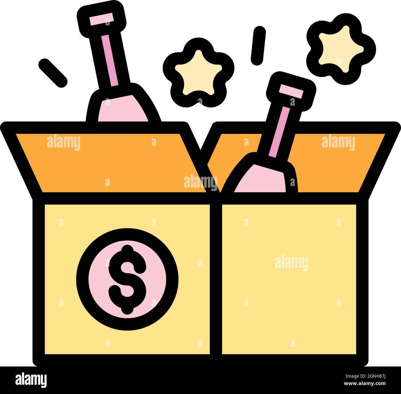 Duty free bottle box icon. Outline duty free bottle box vector icon ...