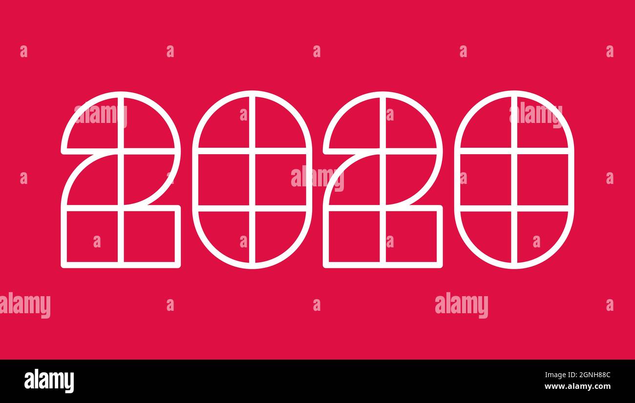 Vector poster with 2020 on red background for Christmas and New year ...