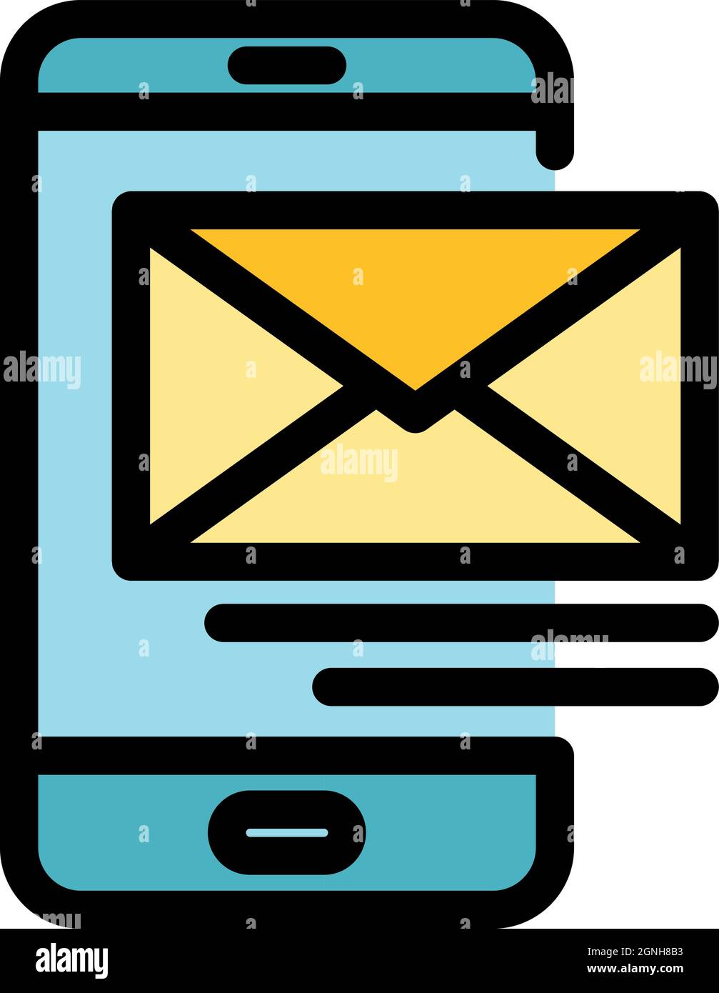 Phone sms icon. Outline phone sms vector icon color flat isolated Stock ...