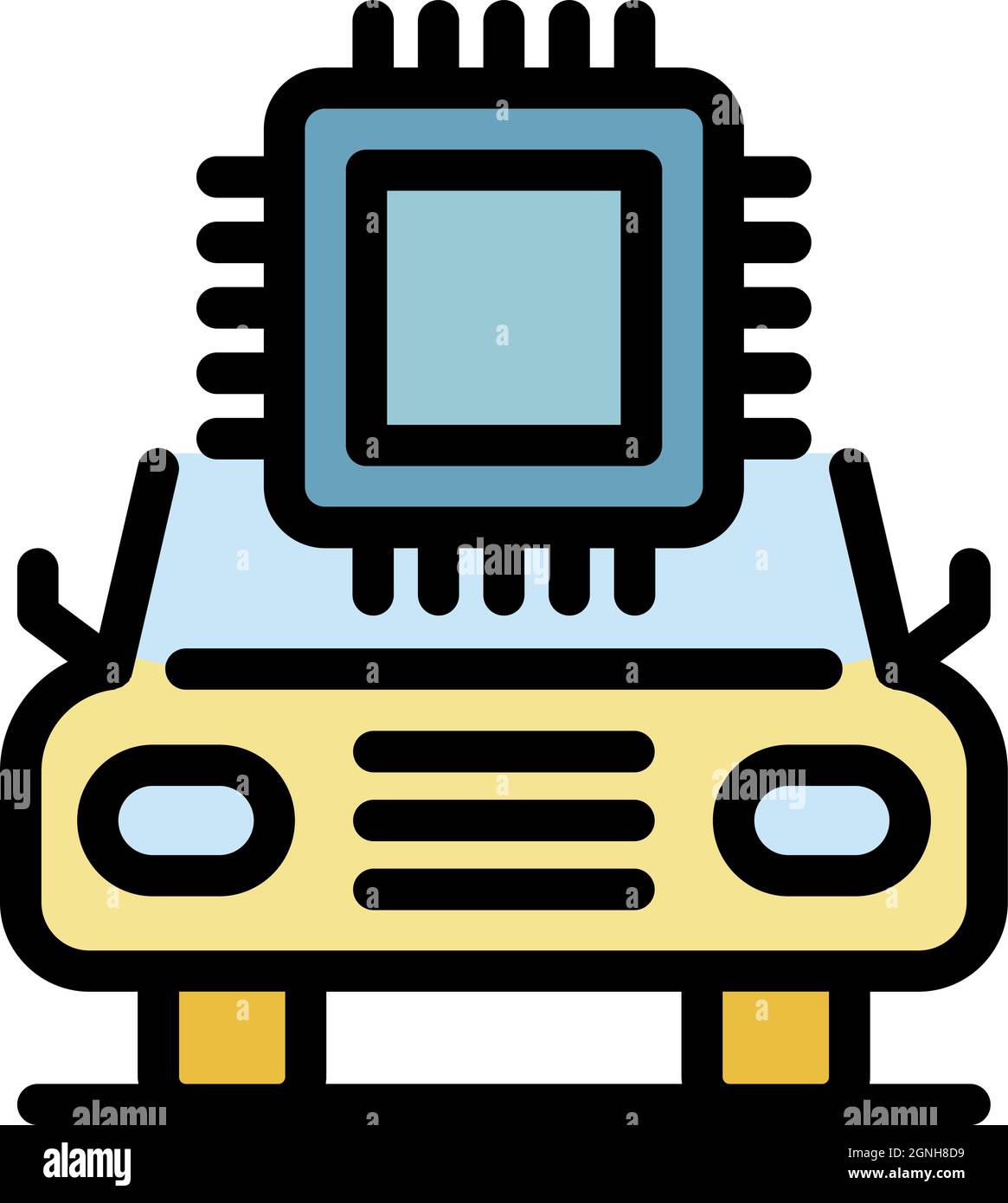 Smart car processor icon. Outline smart car processor vector icon color ...