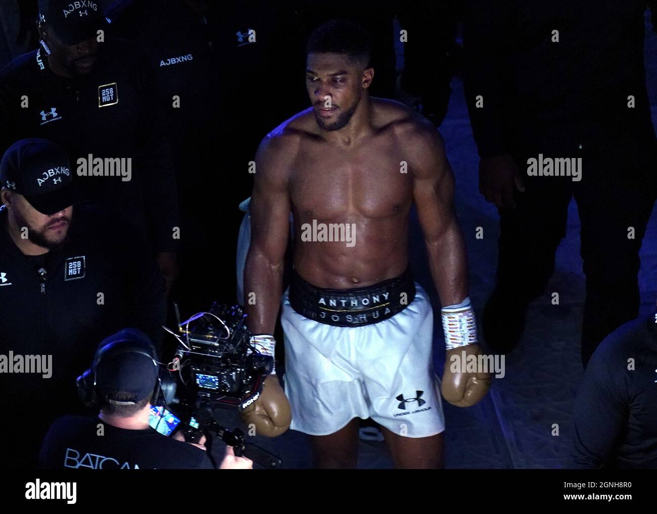 Anthony Joshua walks to his dressing room after defeat against Oleksandr Usyk in the WBA, WBO ...