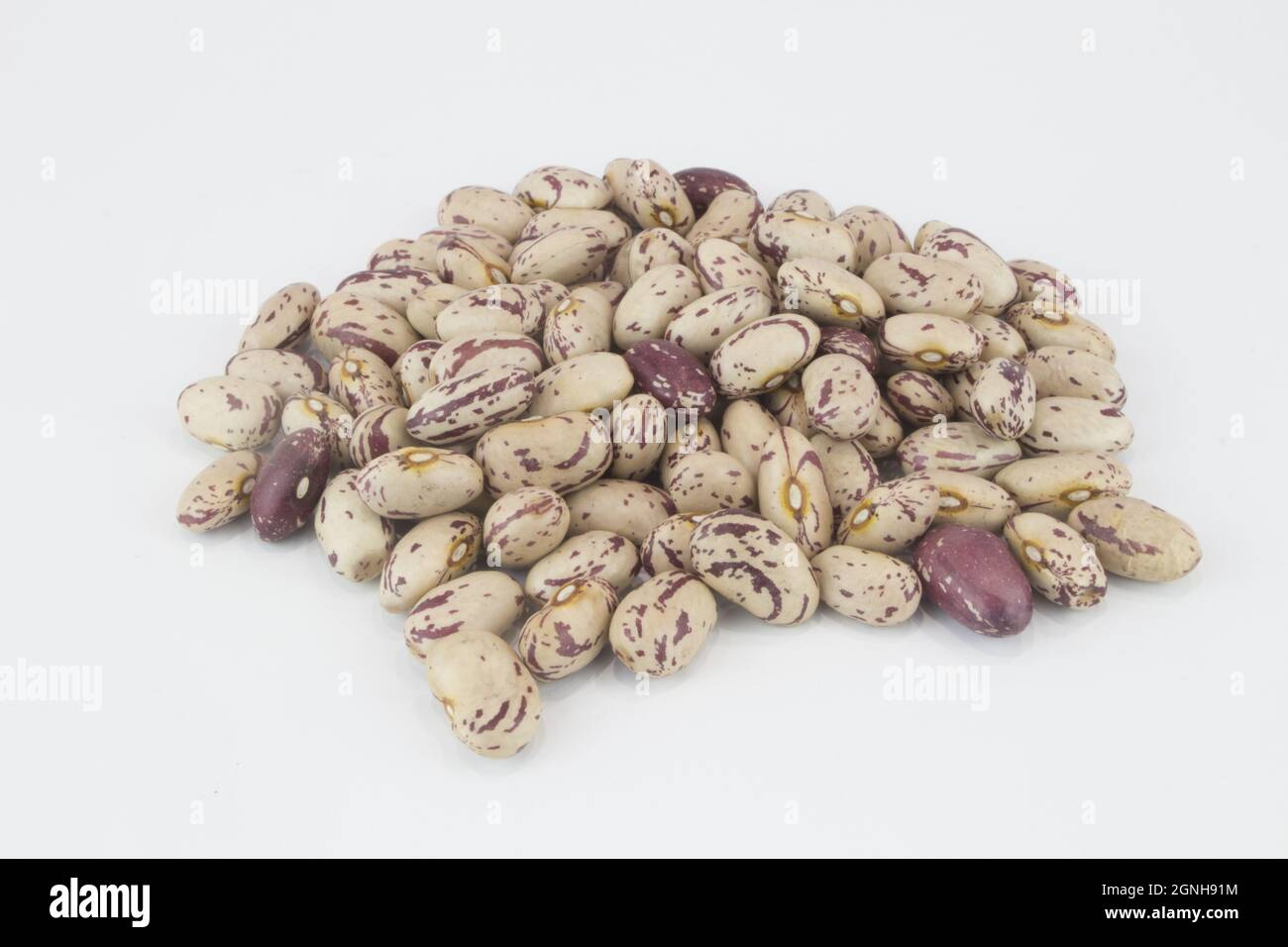 Group of colorful pinto beans with a white background Stock Photo - Alamy