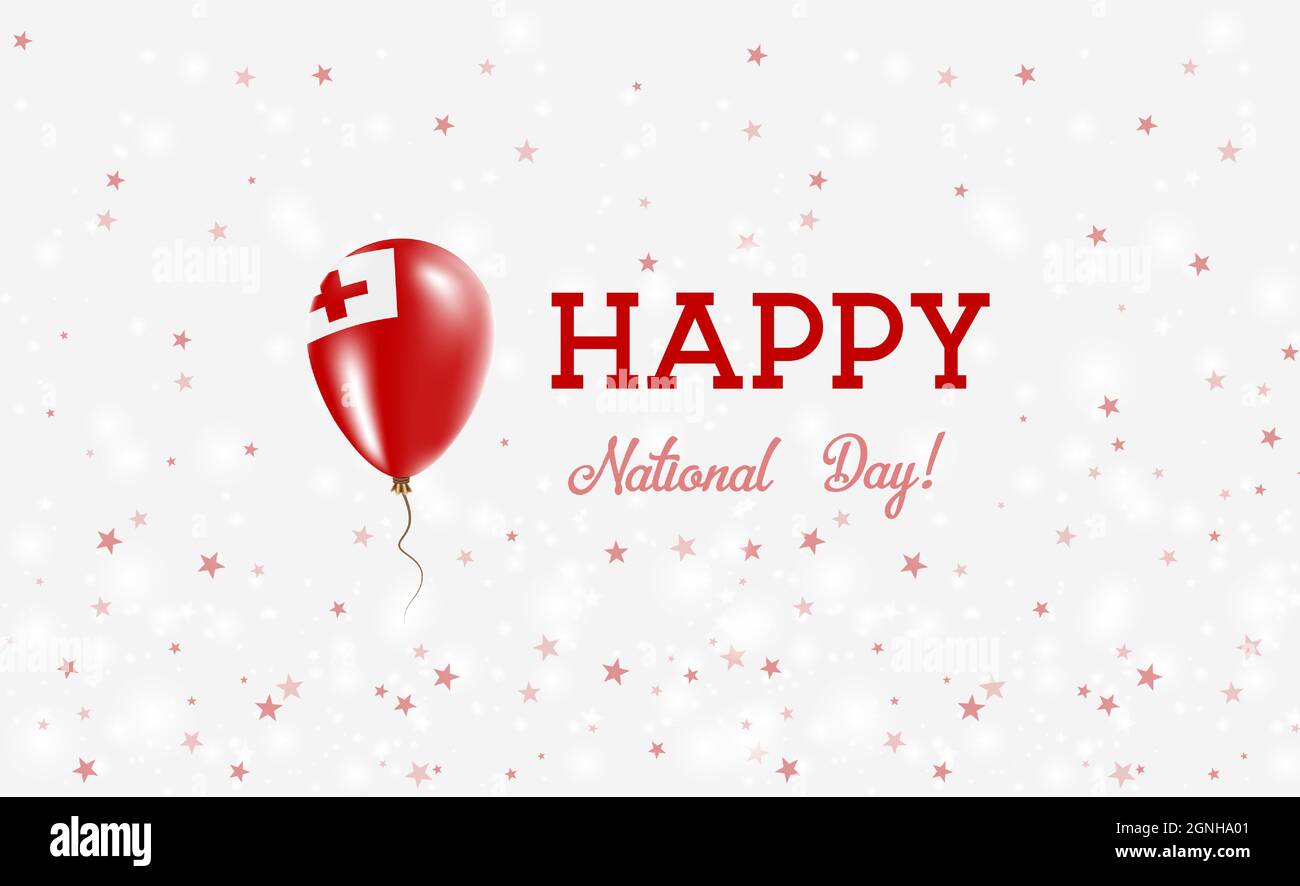 Tonga National Day patriotic poster. Flying Rubber Balloon in Colors of ...