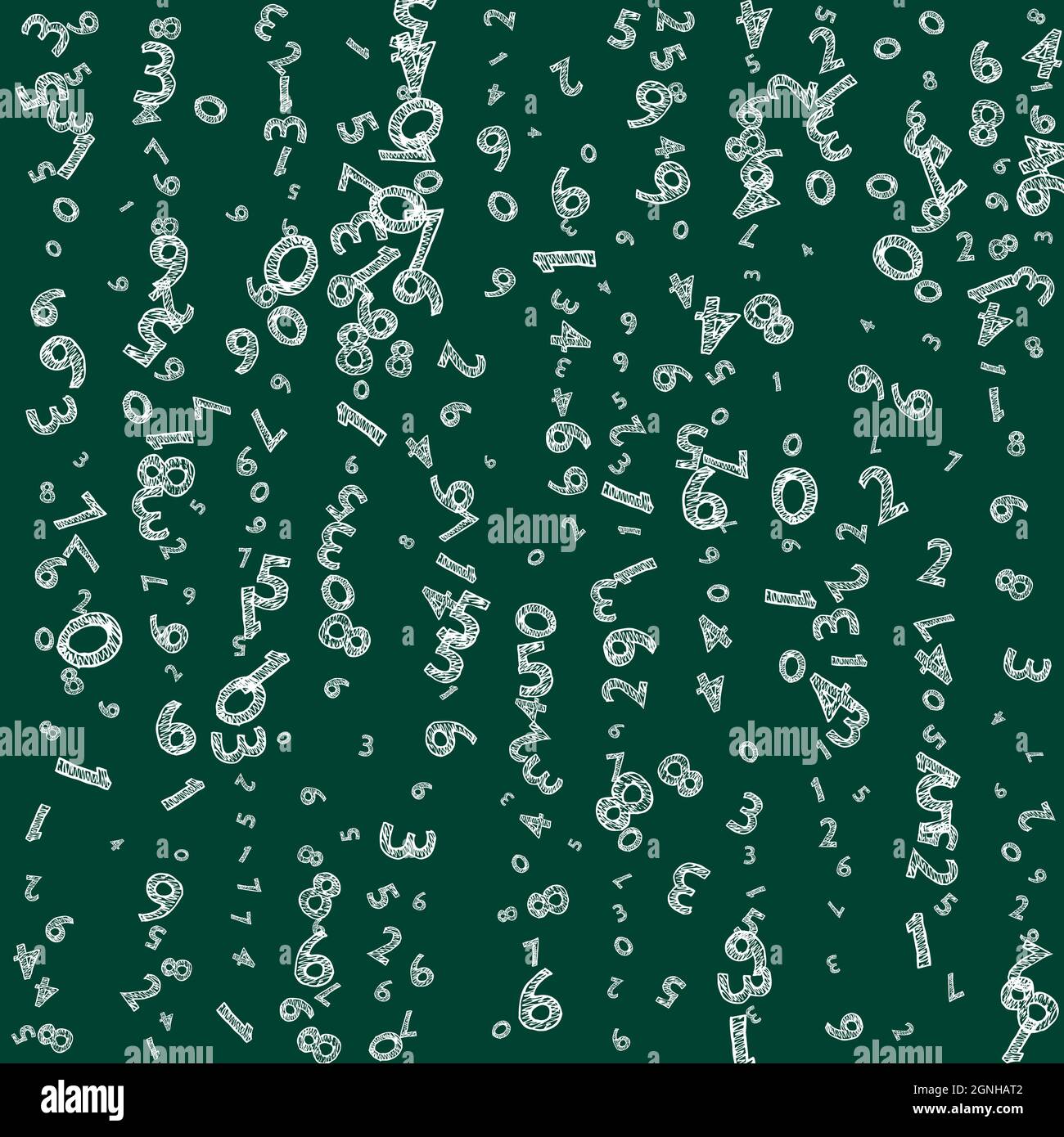 Falling childish chalk numbers. Math study concept with flying digits ...