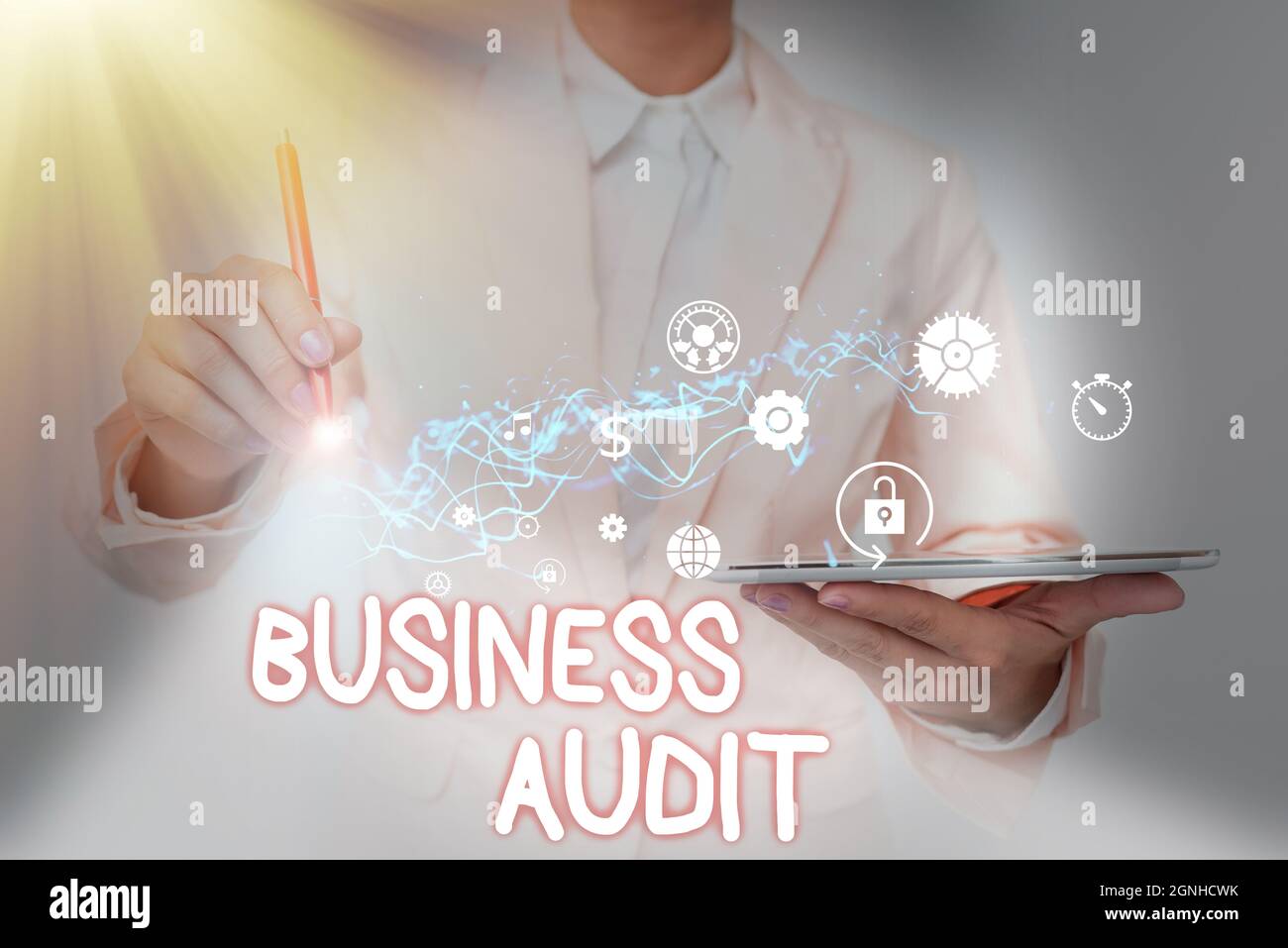 Hand writing sign Business Audit. Business overview examination of the ...