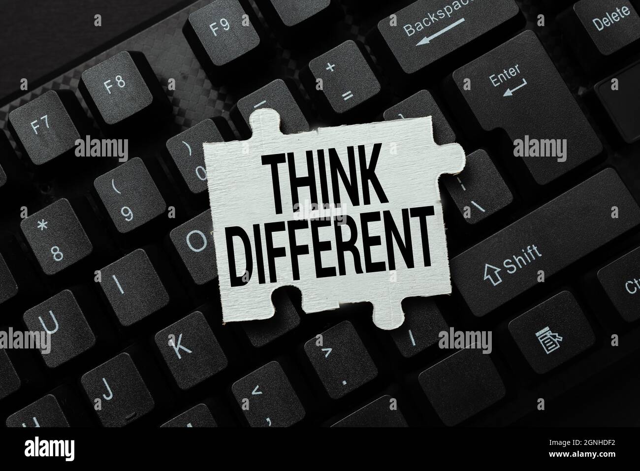 Sign displaying Think Different. Word Written on be unique with your ...