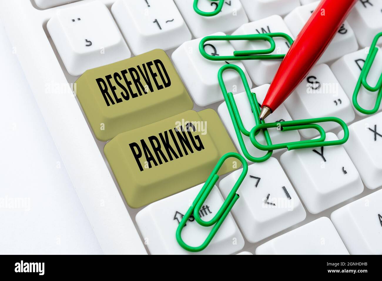 Text caption presenting Reserved Parking. Concept meaning parking ...