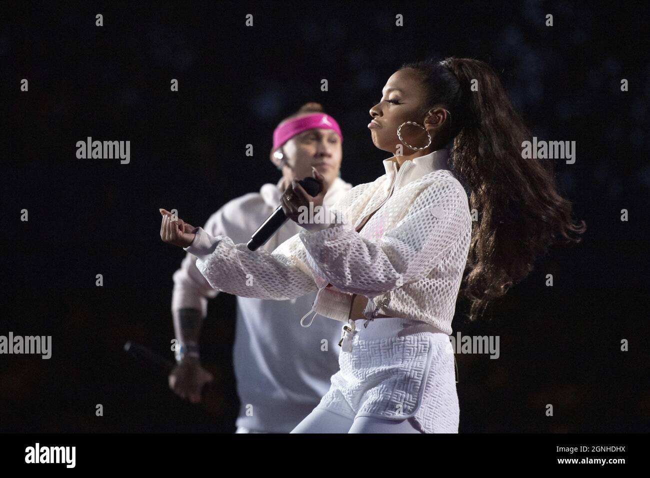 Taboo and Jessica Reynoso aka J. Rey Soul singers of The Black-Eyed ...