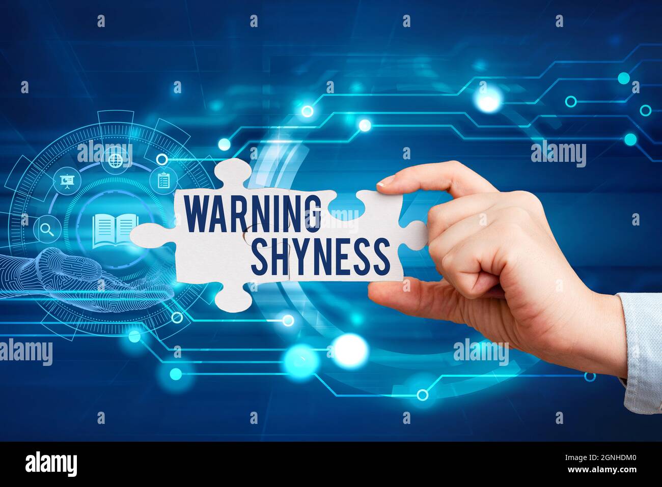 Text caption presenting Warning Shyness. Concept meaning Lack of ...