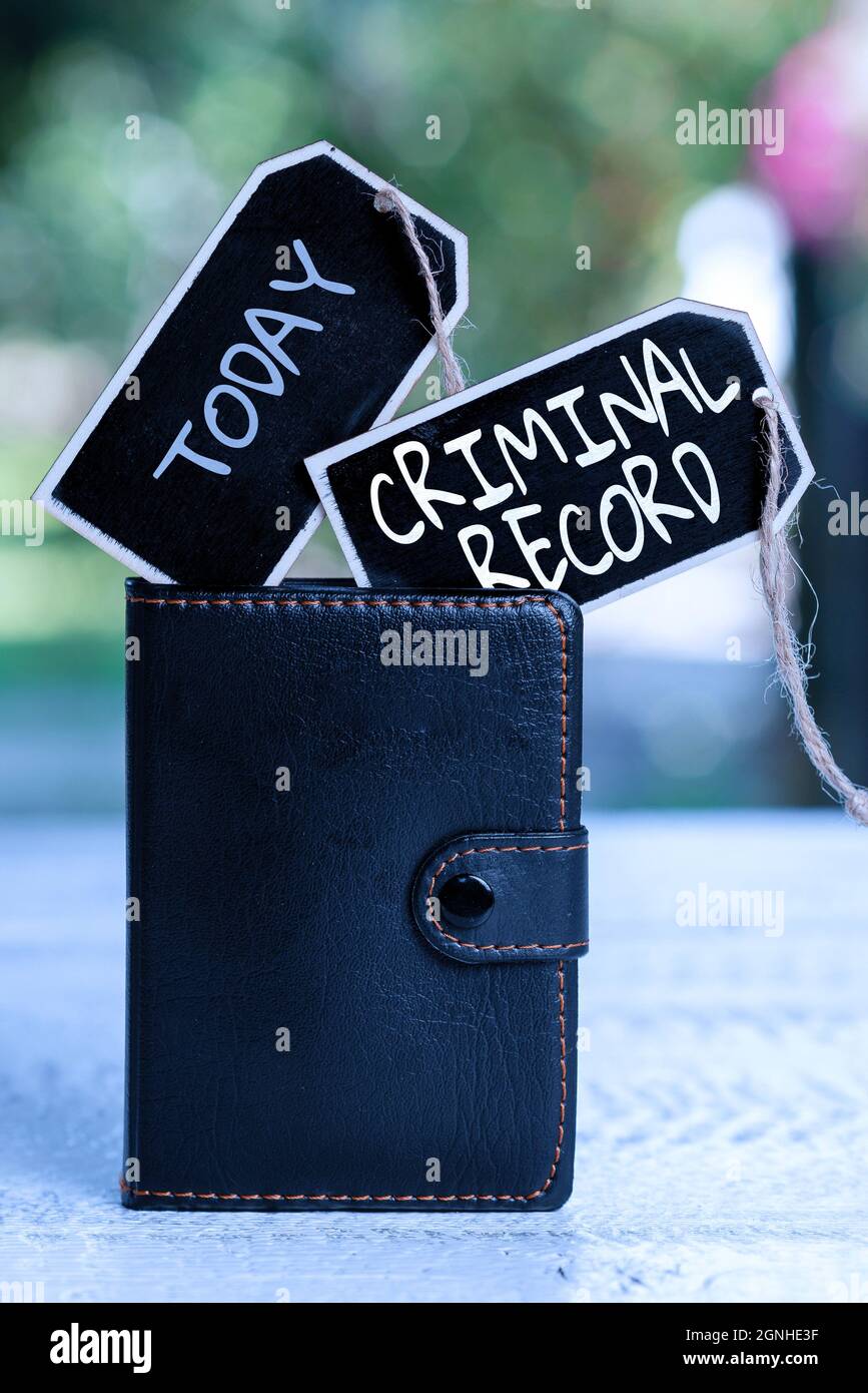 Text showing inspiration Criminal Record. Concept meaning profile of a ...
