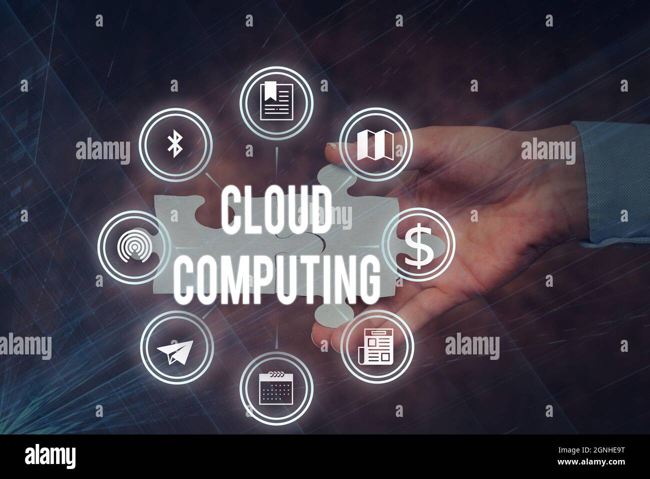 Text showing inspiration Cloud Computing. Business concept use a network of remote servers ...