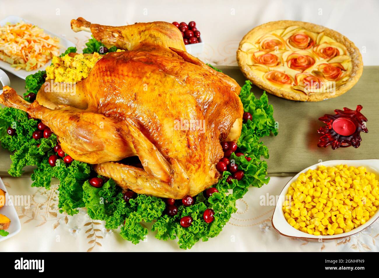 Celebration Thanksgiving Day with traditional festive food. Dinner ...
