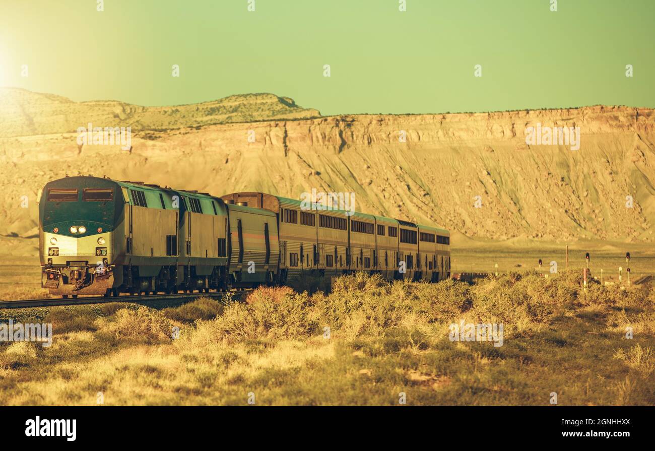 Scenic Railroad Journey Across the United States. Passenger Train ...