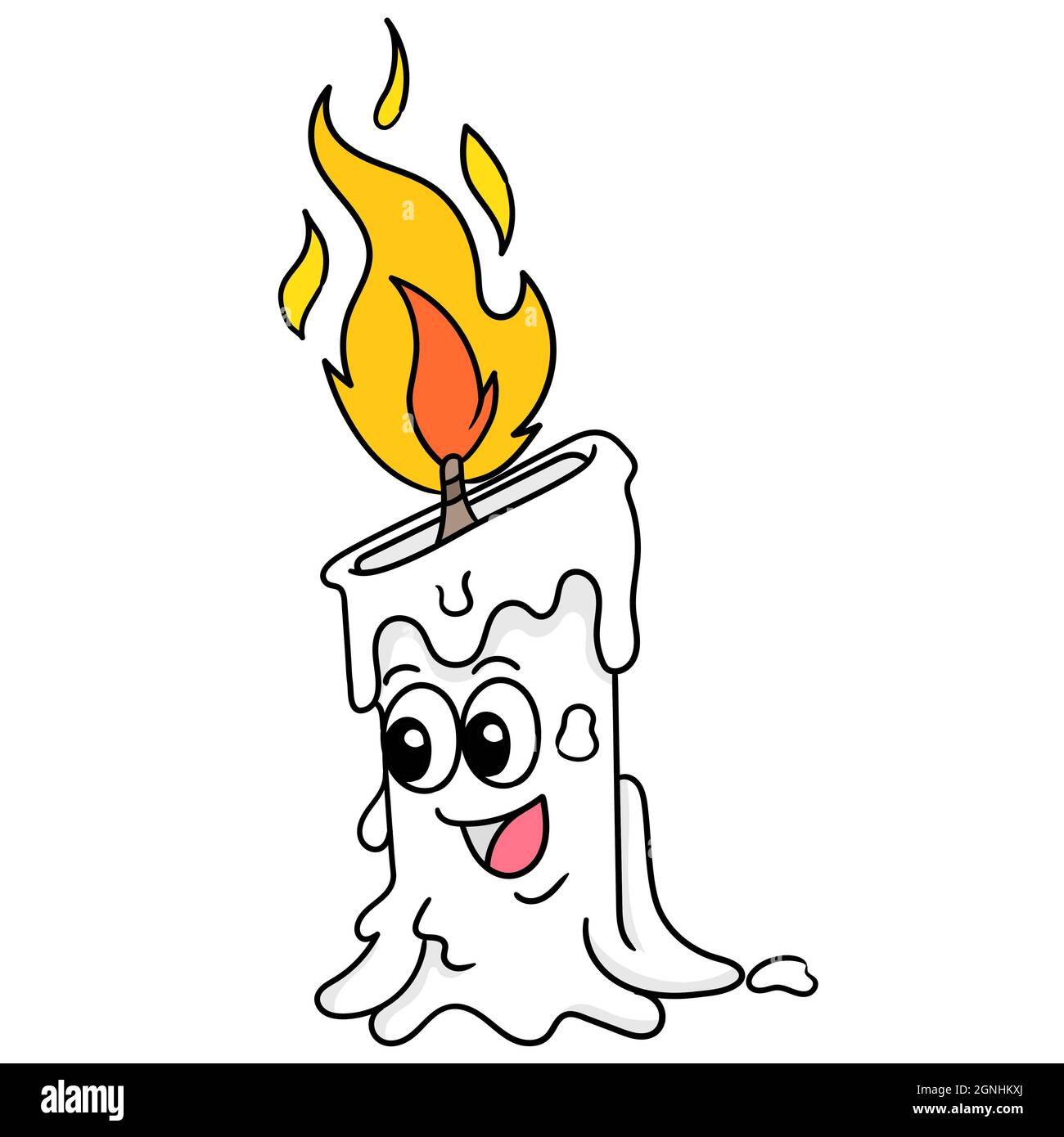 candle with a burning flame with a happy laughing facial expression ...