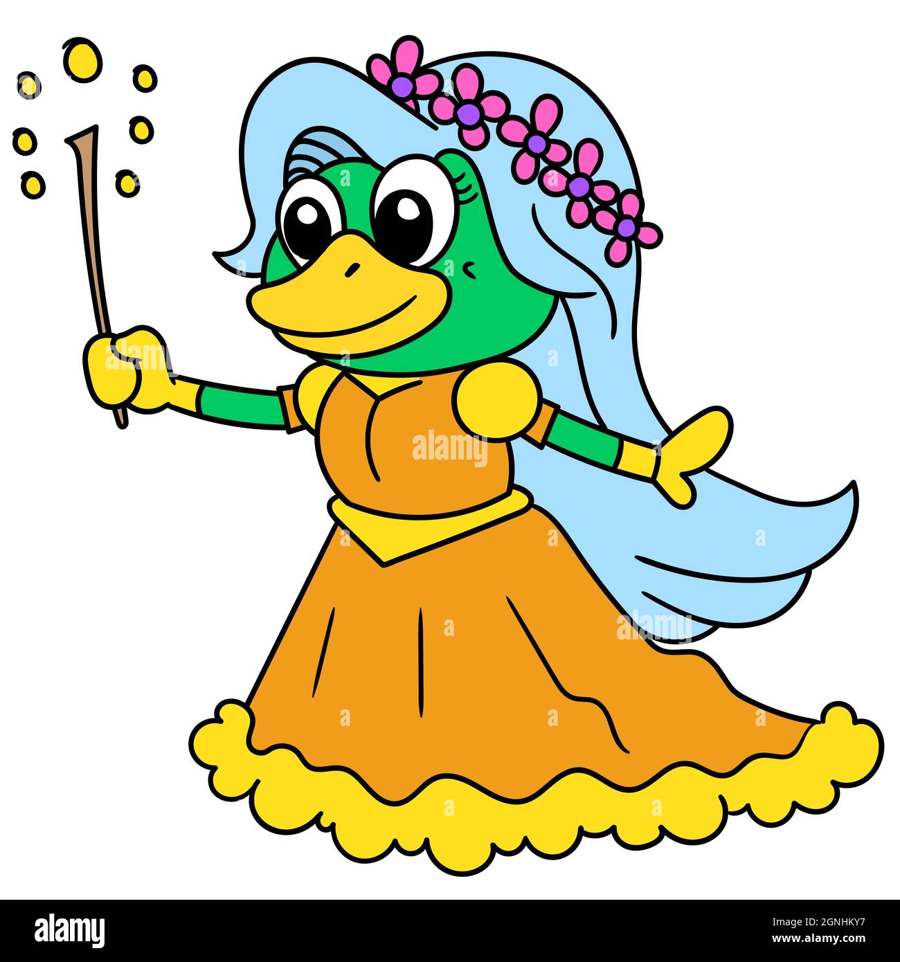 beautiful princess duck bird carrying a magic wand Stock Vector Image ...