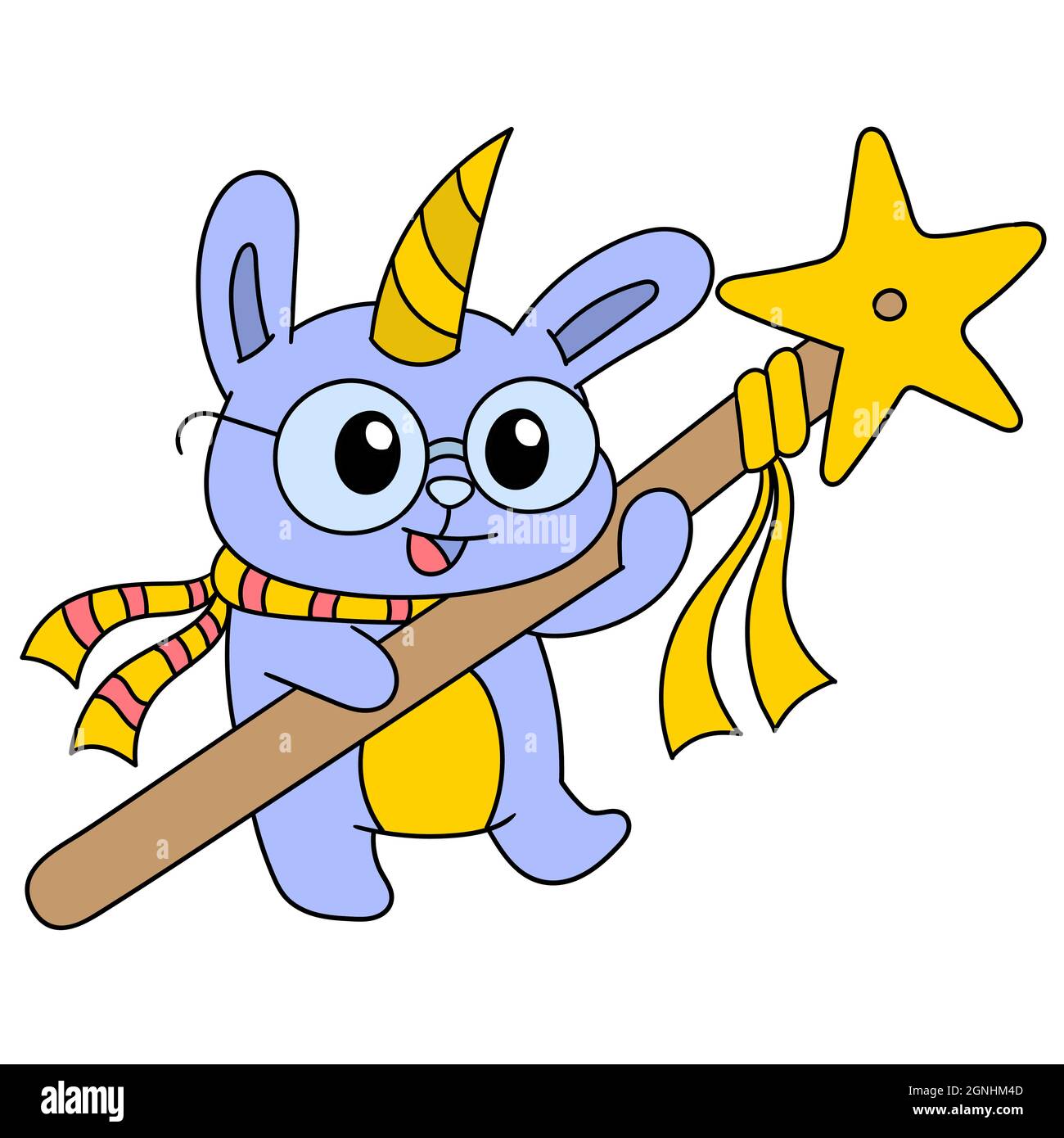 cute creature holding a star magic wand Stock Vector Image & Art - Alamy