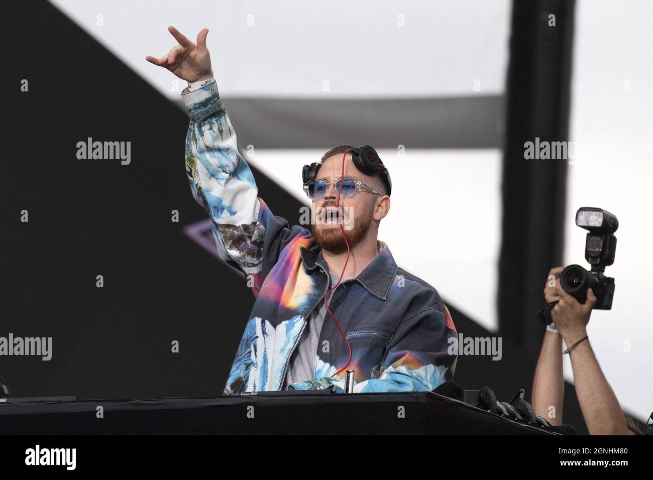 DJ Aazar performing on stage during the Global Citizen Live in Paris ...