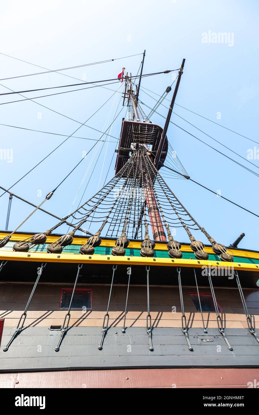 classic tall ship with rope rigging and sails Stock Photo - Alamy