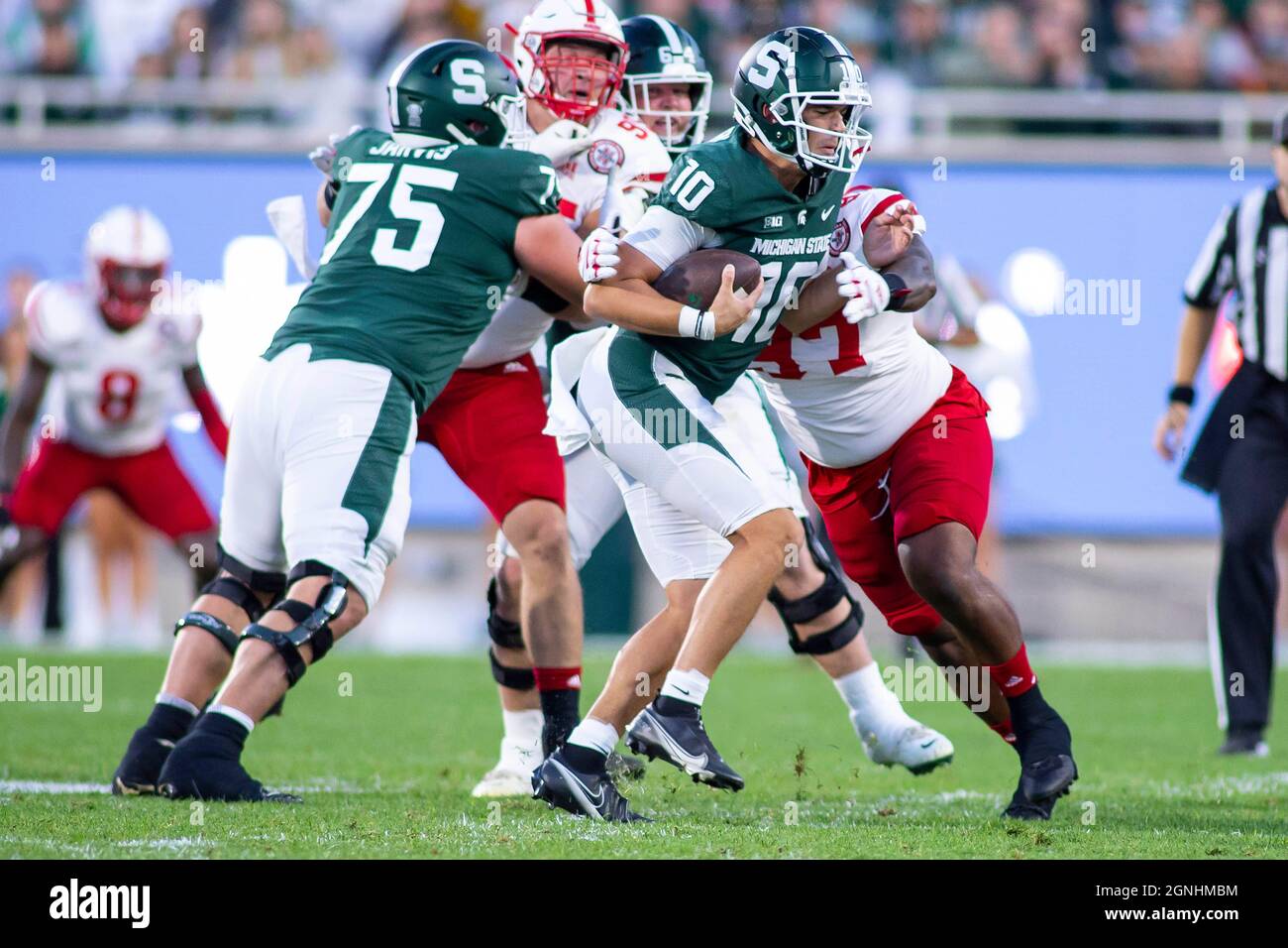 East Lansing, Michigan, USA. 25th Sep, 2021. Michigan State quarterback ...