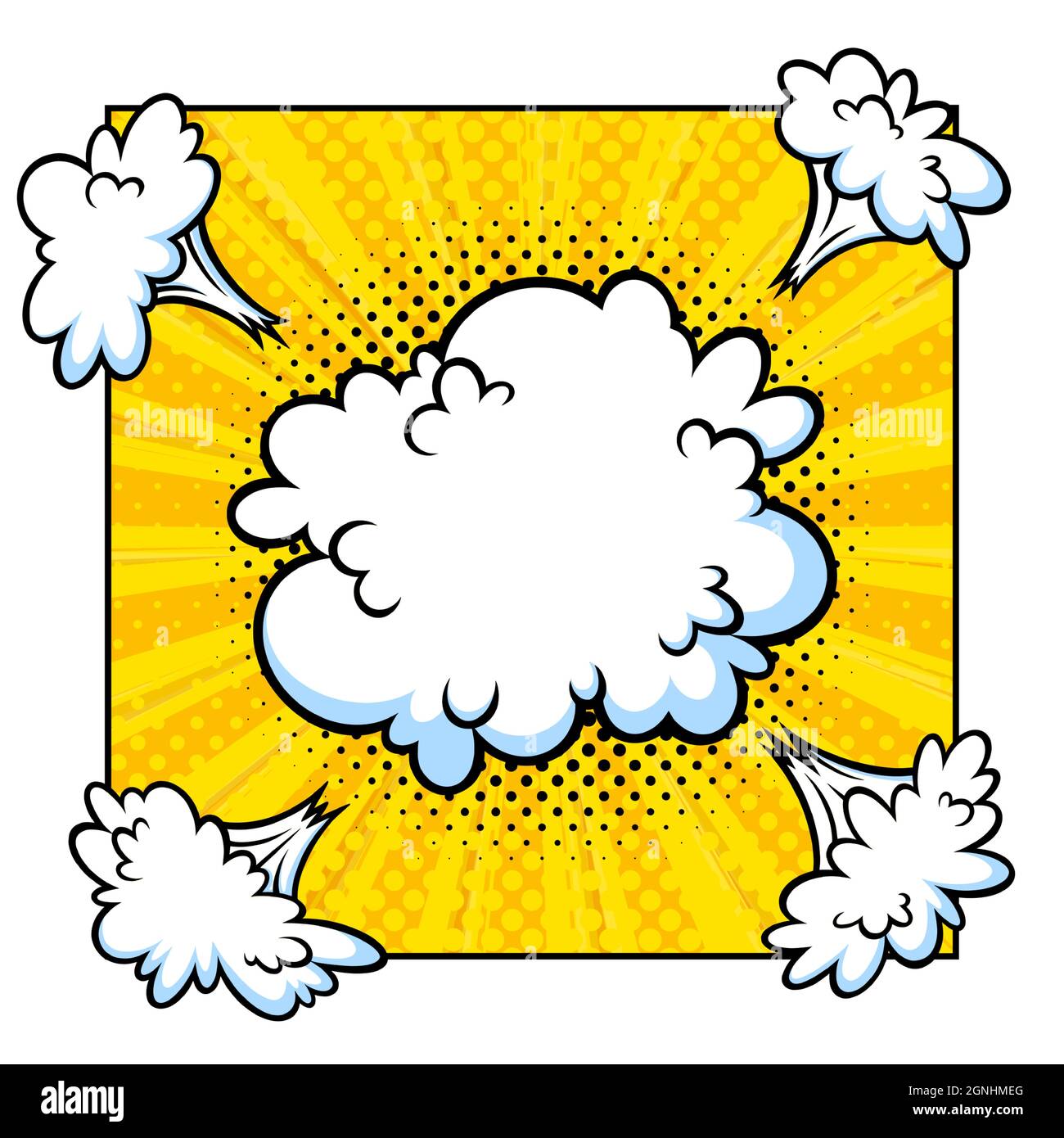 Surprising boom cloud in halftone background for sales and promotions ...