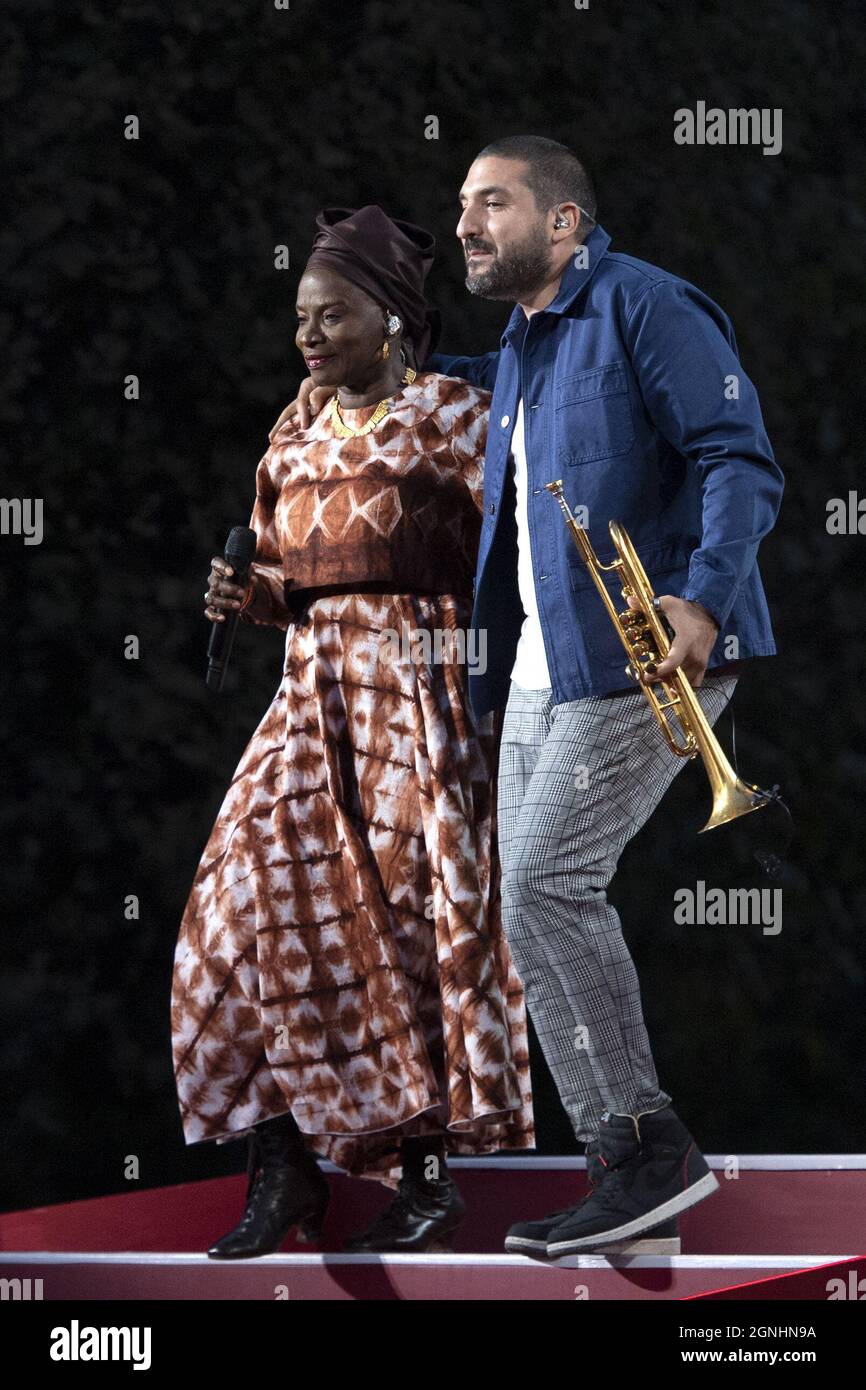 Angelique Kidjo and Ibrahim Maalouf attending the Global Citizen Live ...