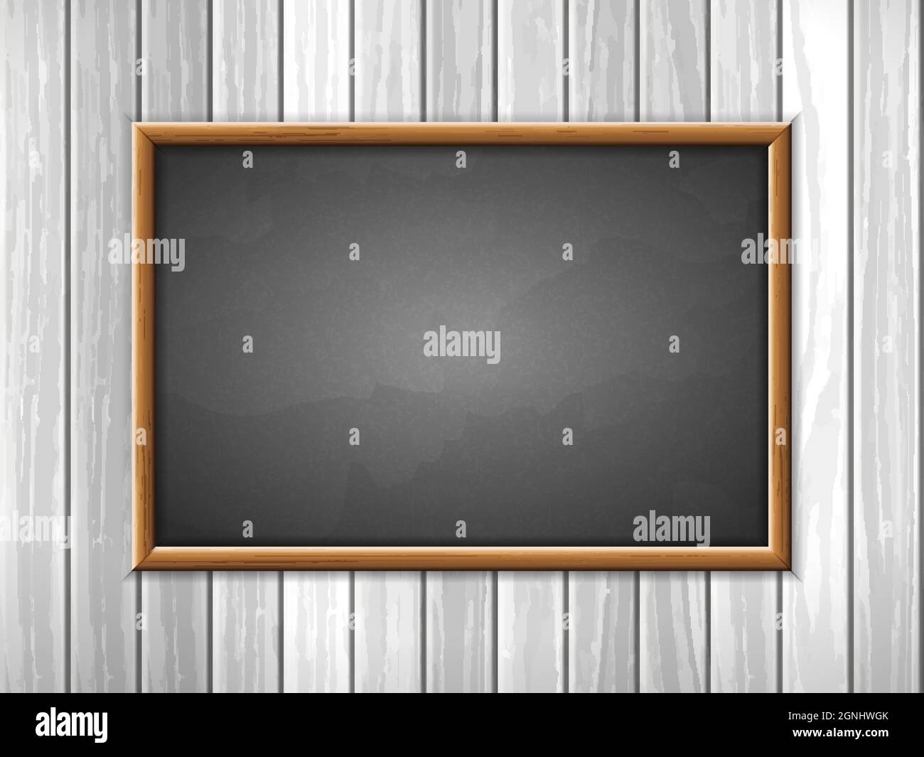 Empty chalkboard on a wooden background. Vector illustration Stock ...