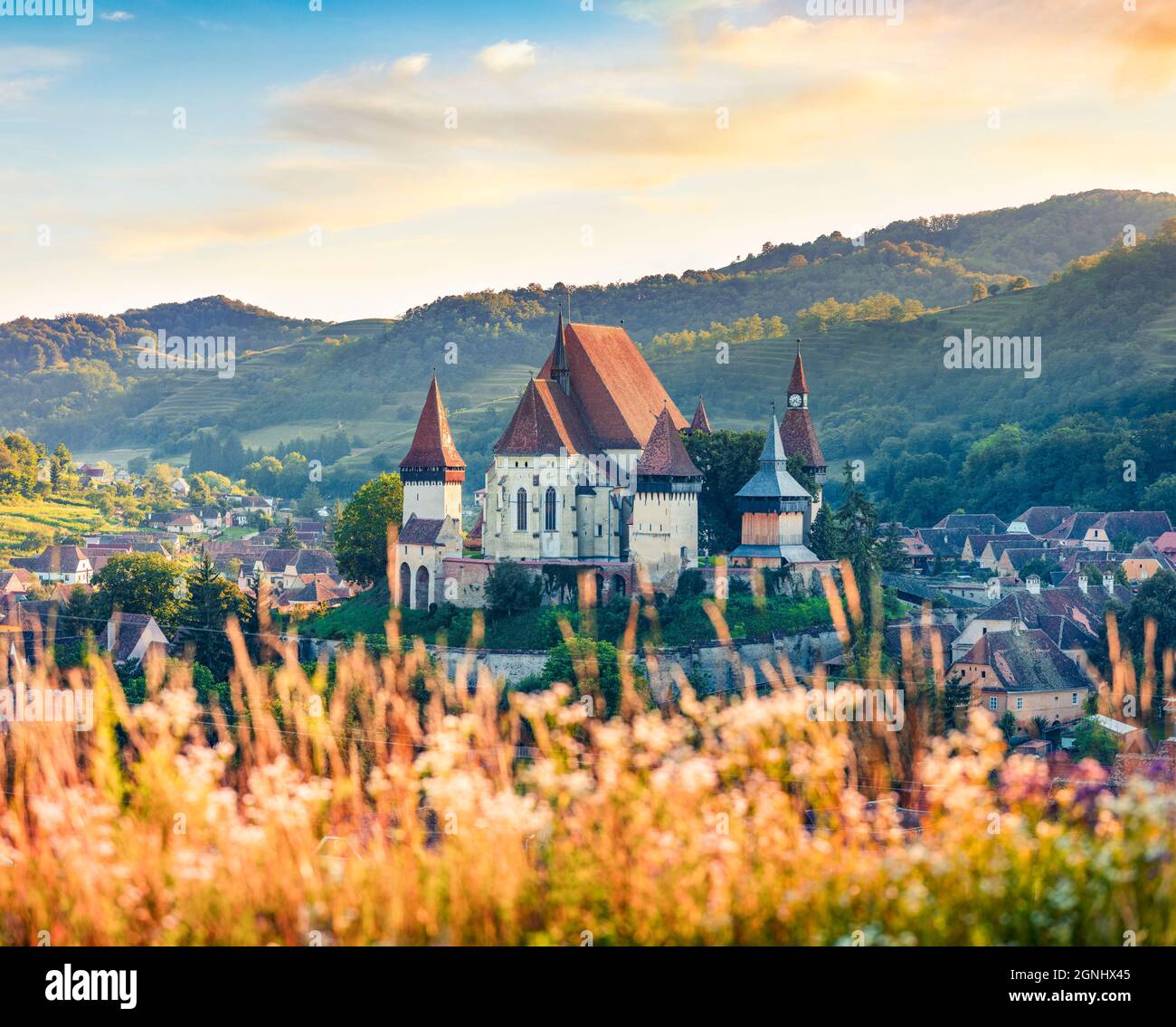 Gorgeous summer view of Fortified Church of Biertan, UNESCO World ...