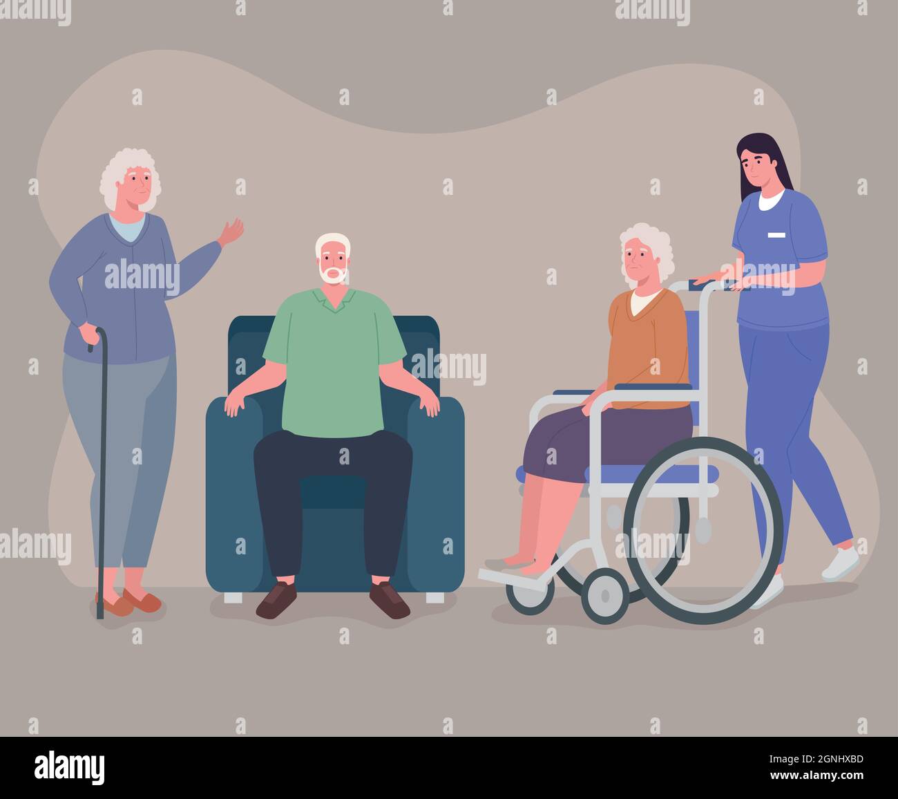 female nurse and geriatrics persons Stock Vector Image & Art - Alamy