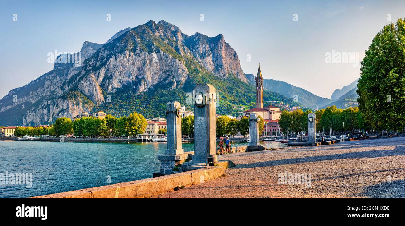 Amazing summer scene of Como lake. Wonderful morning cityscape of ...