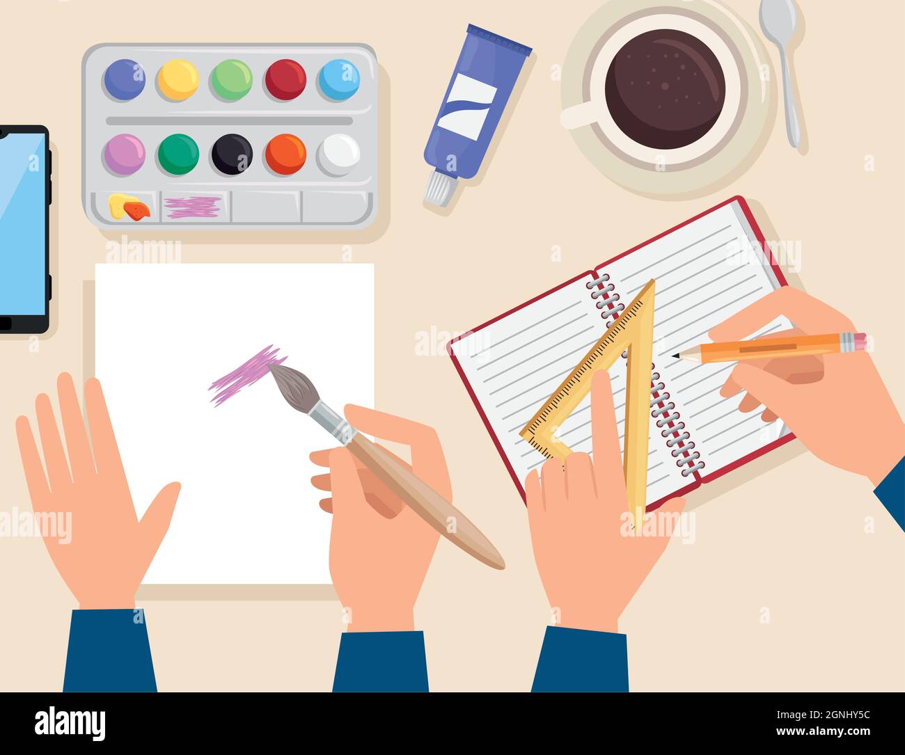 hands doing art project Stock Vector Image & Art - Alamy