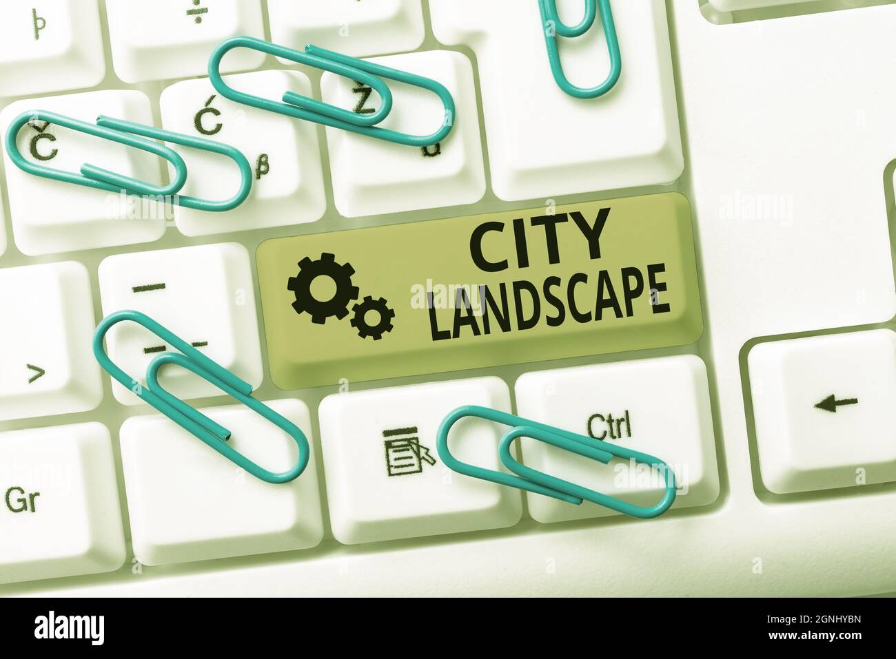 Hand writing sign City Landscape. Word Written on photograph of the ...