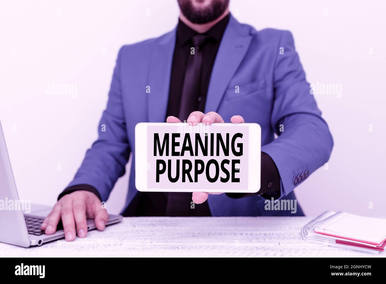 Text sign showing Meaning Purpose. Word Written on The reason for which ...
