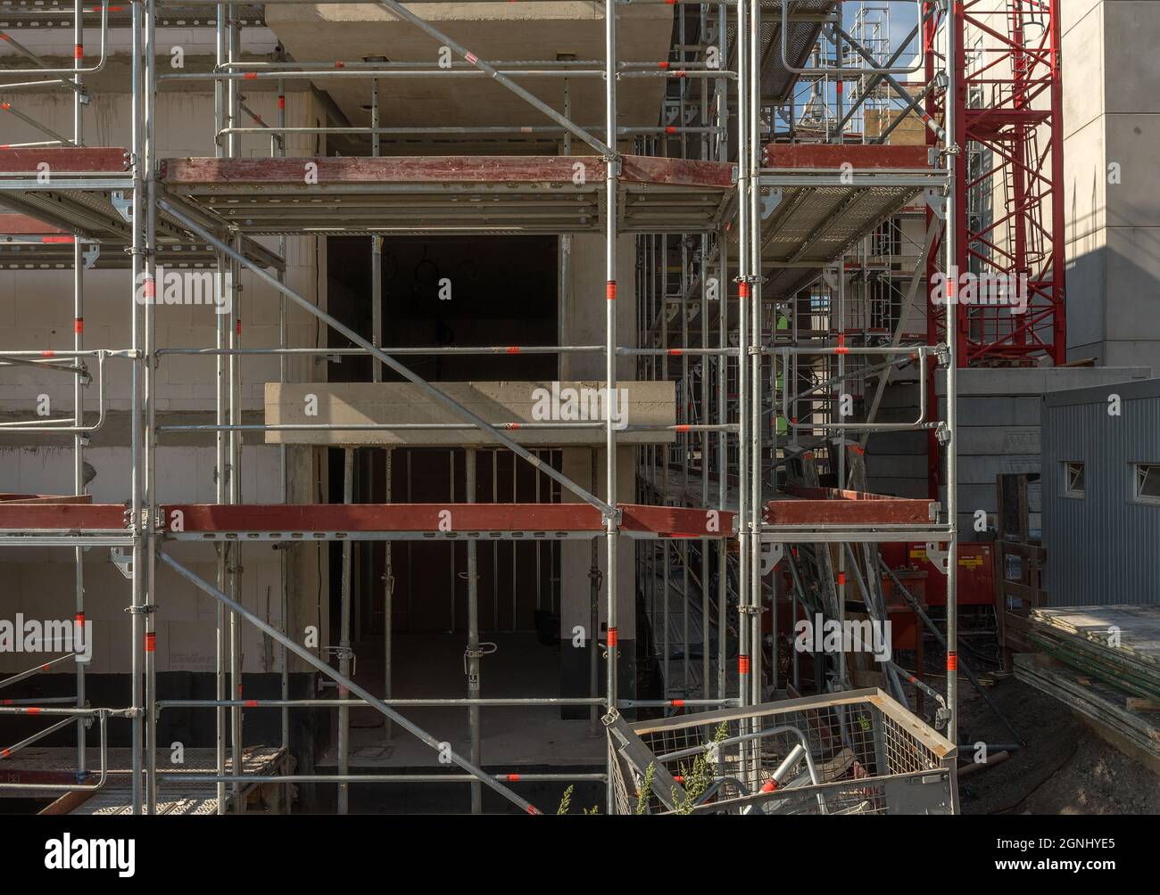 construction site new building facade with scaffold Stock Photo - Alamy