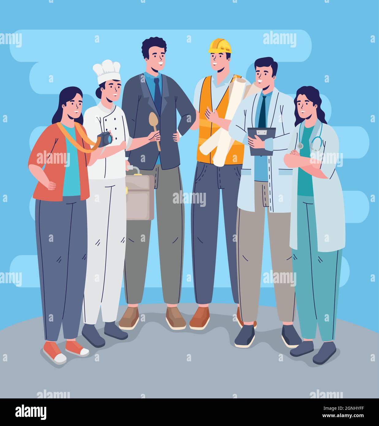 six professions workers characters Stock Vector Image & Art - Alamy