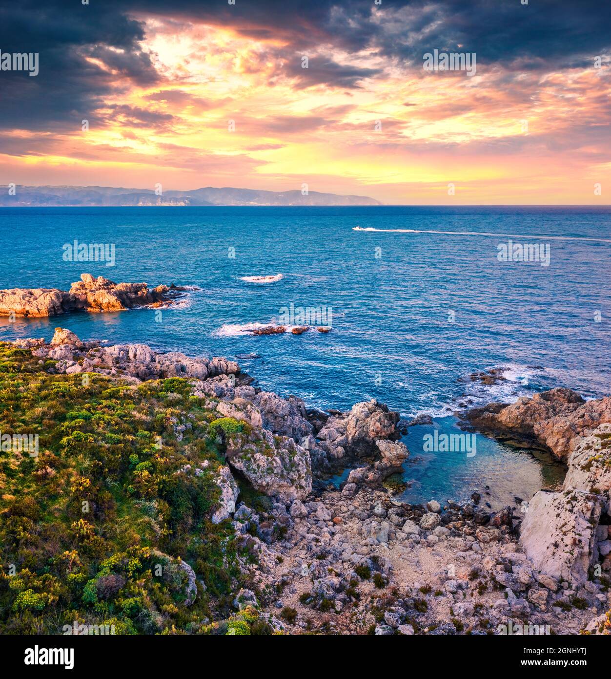 View from flying drone. Dramatic morning view of Pool Of Venus ...