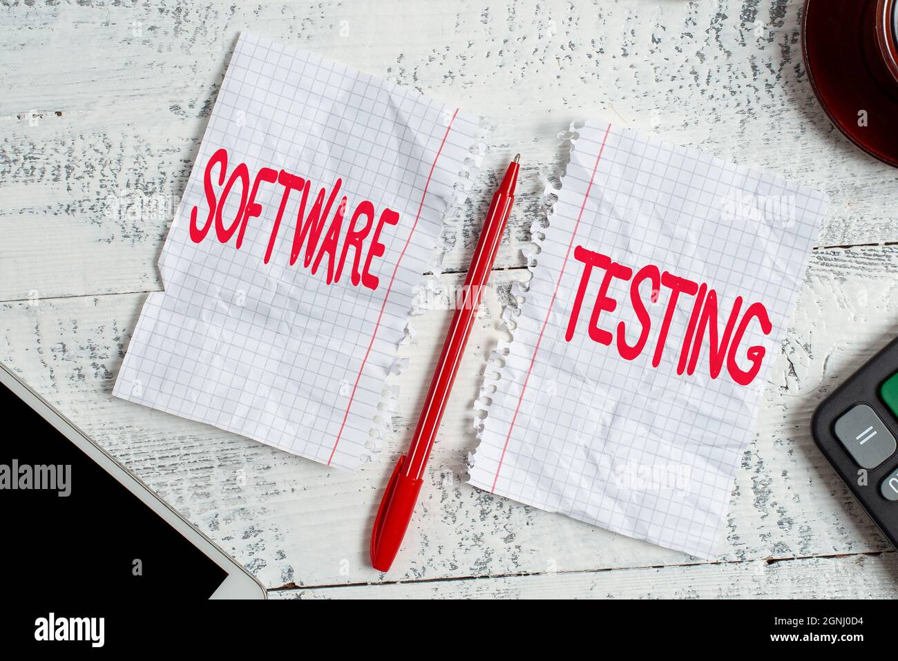 Text showing inspiration Software Testing. Word Written on evaluate the ...