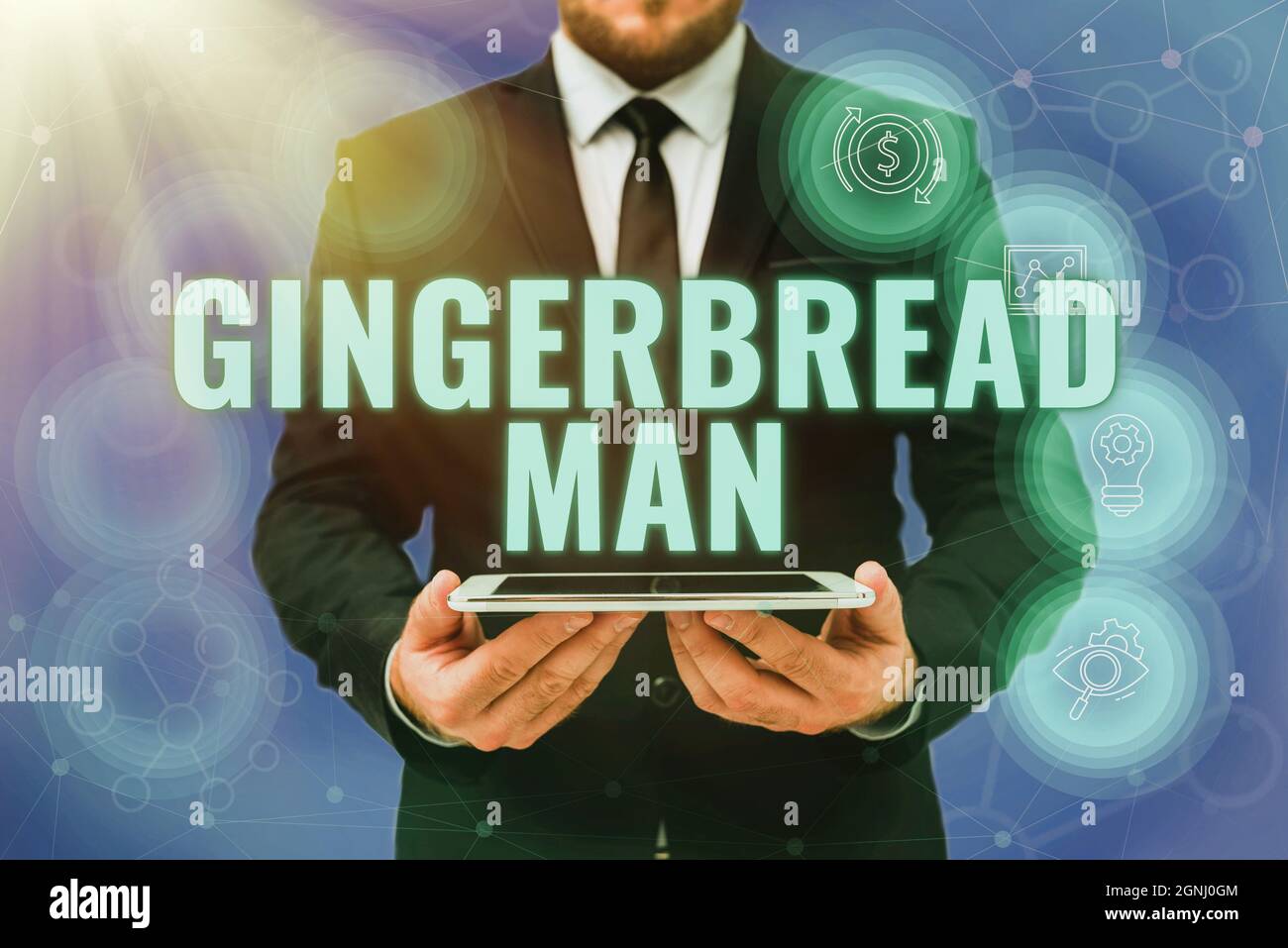 Conceptual display Gingerbread Man. Concept meaning cookie made of ...