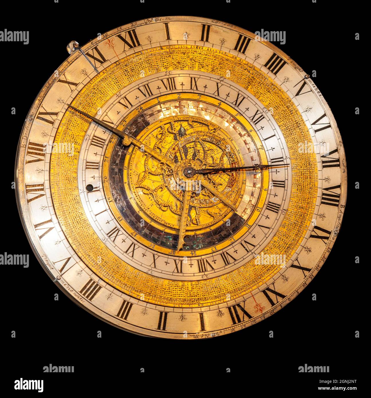 Clock about 1620. Shows eclipse time and day of the week also how ...