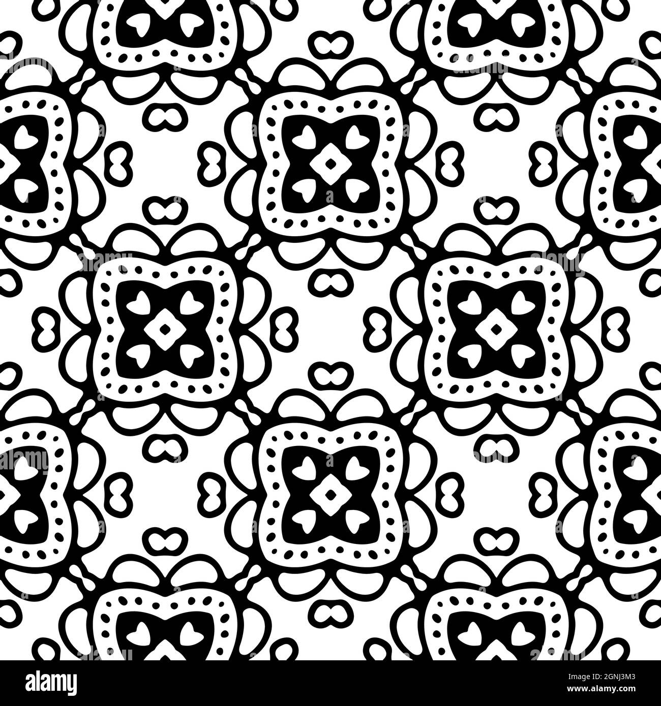 Seamless vector pattern in geometric ornamental style. Black ornament ...
