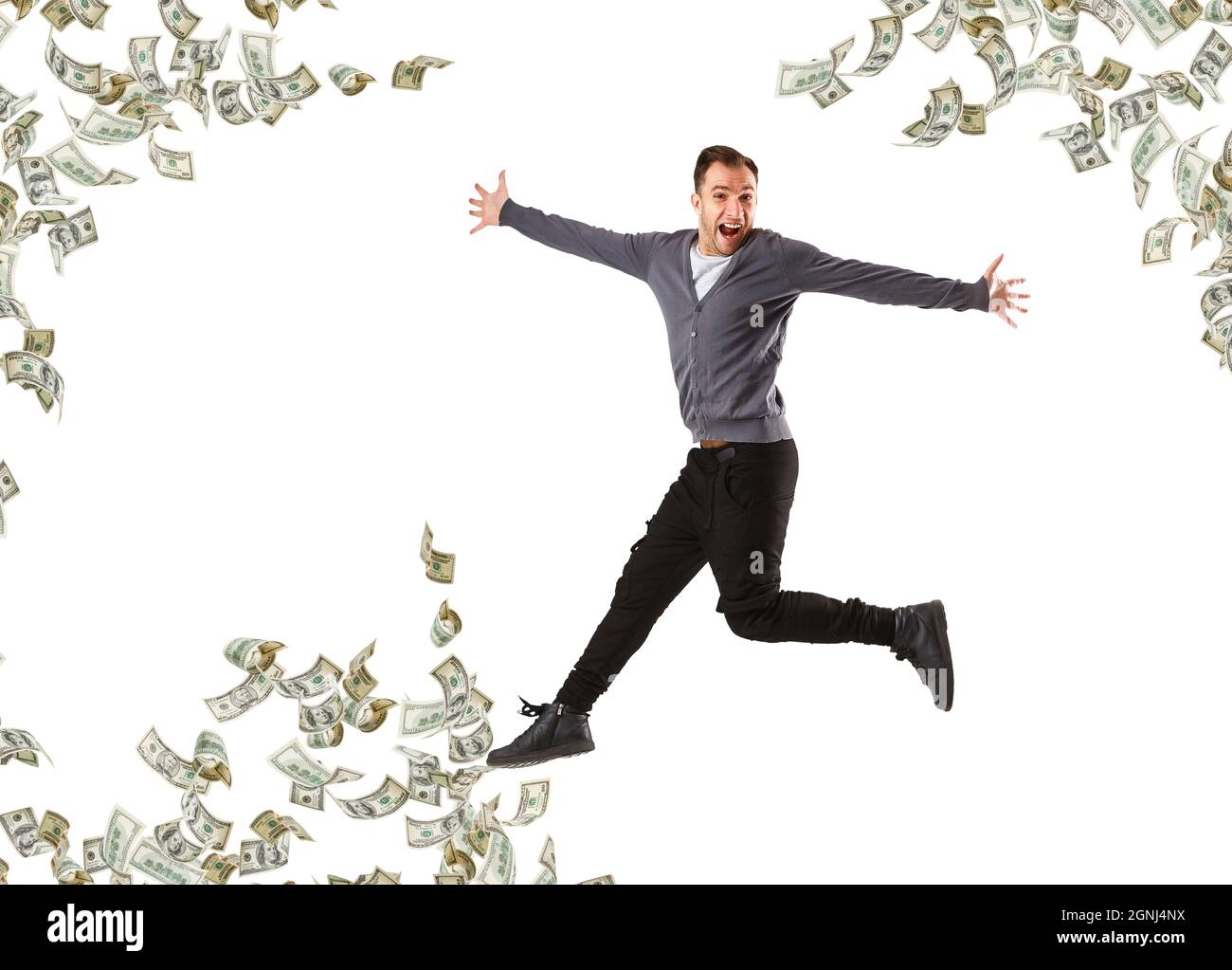 view of business man money isolated on white background, concept for ...