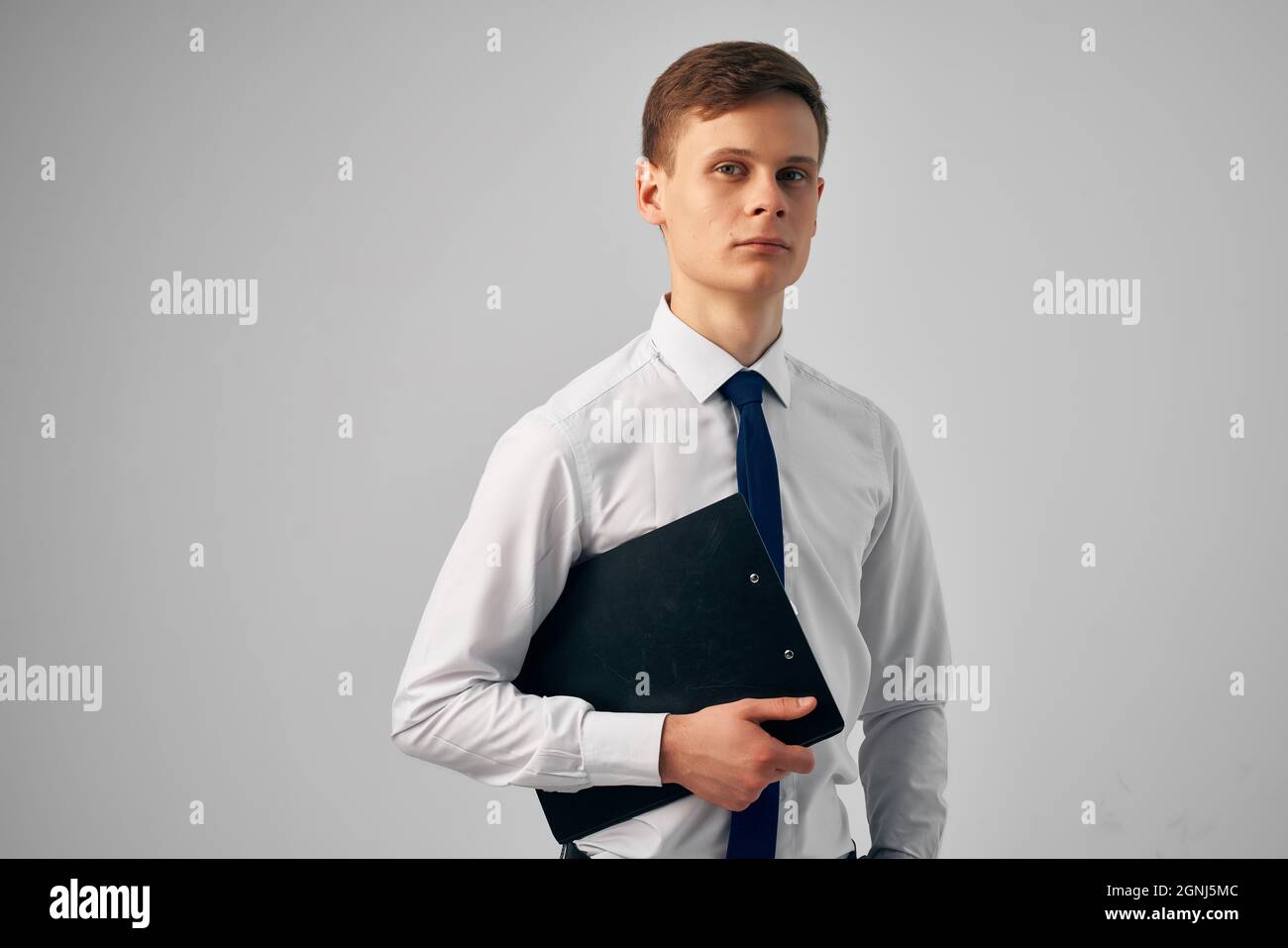 business man shirts with tie documents manager office light background ...