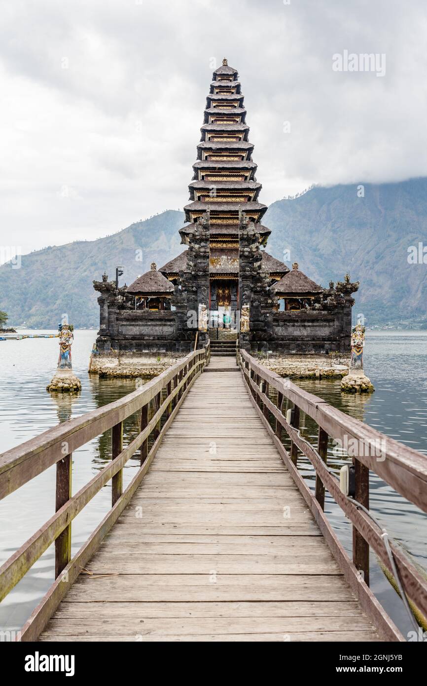 Balinese Hindu temple Pura Segara Ulun Danu Batur on lake Batur (Danau ...
