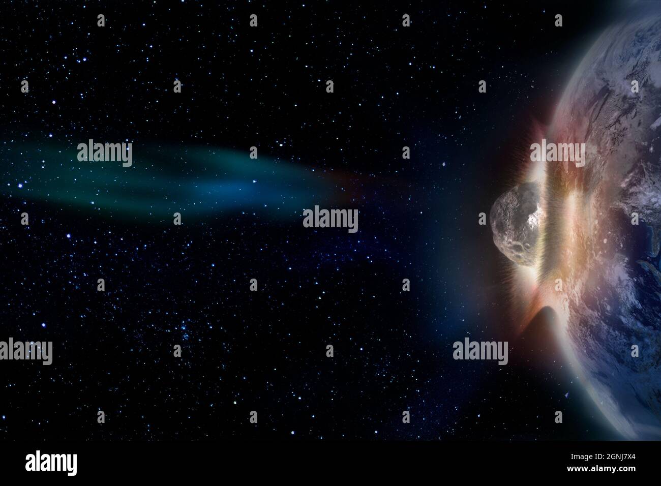 Meteorite crashes into the Earth. Eelements of this image furnished by ...